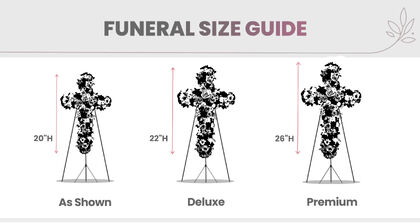 All-White Cross Standing Spray c2058 | Funeral Flower Arrangements