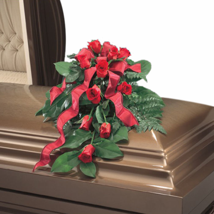Red Roses Sympathy Casket Flowers c3122 | Funeral Flower Arrangements